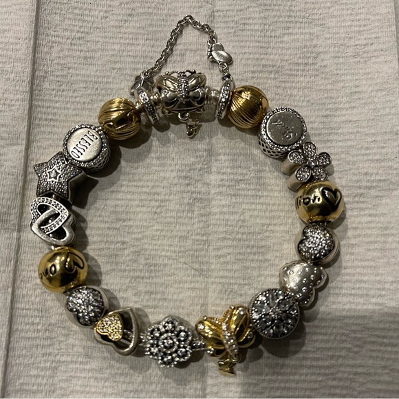Pandora | Jewelry | Pandora Sterling Silver Bracelet 75 With 7 Charms ...